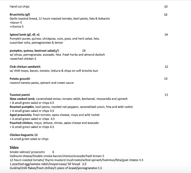 Menu at Heritage Wall pub & bar, Camberwell