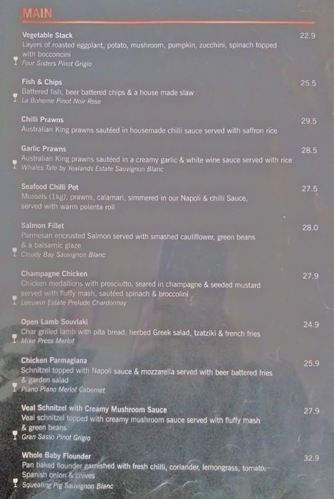Menu at Phoenix & Co restaurant, Plenty