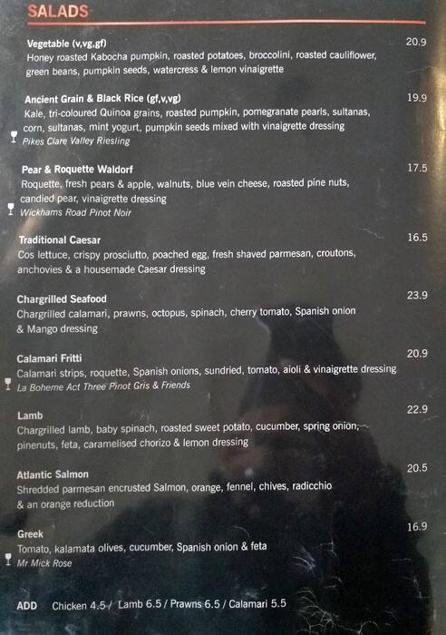 Menu at Phoenix & Co restaurant, Plenty