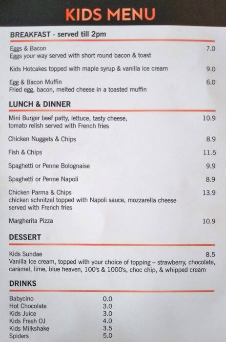 Menu at Phoenix & Co restaurant, Plenty