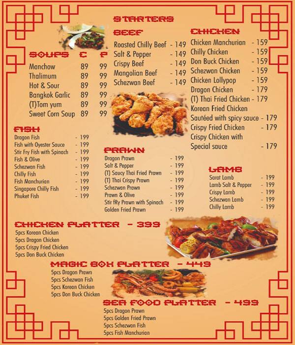 Menu of Chin Chin Thai Kitchen, Alandur, Chennai