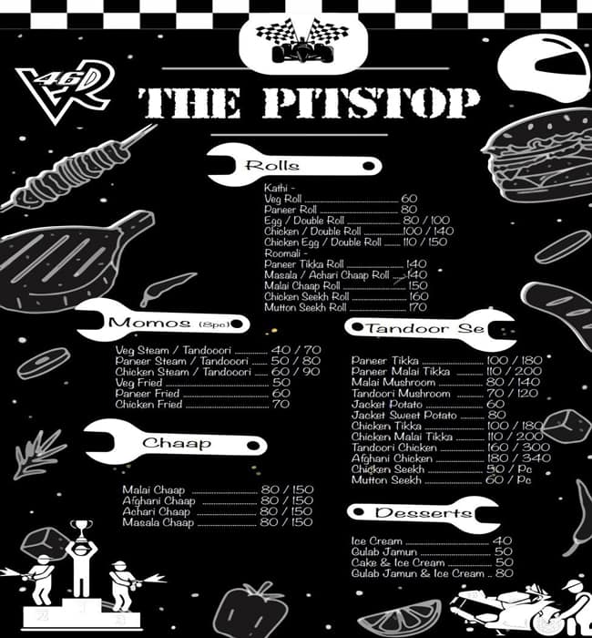 Menu of The Pitstop, Gwal Pahari, Gurgaon