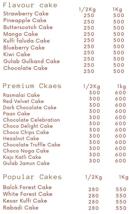 Menu of Kek Maker, Chandan Nagar, Pune