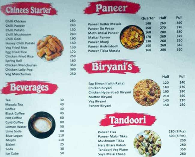 Menu of Mun's Kitchen, DLF Phase 3, Gurgaon