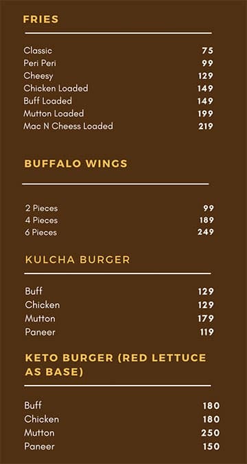 Menu of The Malana Cafe, Jasola, New Delhi