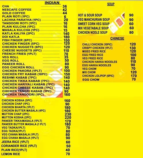 Menu of The Table Talk Cafe And Restaurant, Barrackpore, Kolkata