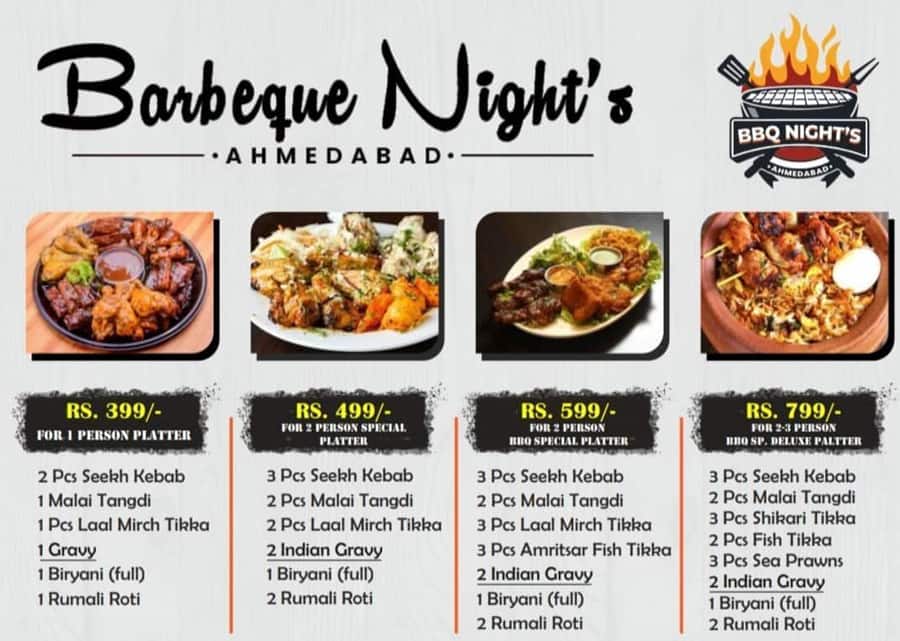 Menu of Barbecue Night's, Satellite, Ahmedabad