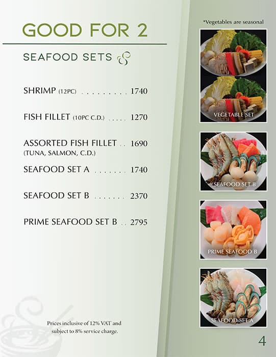 Menu at Healthy Shabu-Shabu restaurant, Makati, Rockwell Drive
