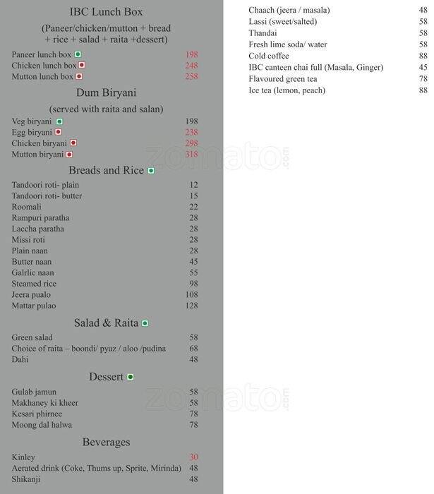 Menu at Kiosk by IBC, Jaipur