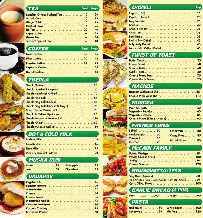 Tea Spot Menu, Menu for Tea Spot, Satellite, Ahmedabad - Zomato
