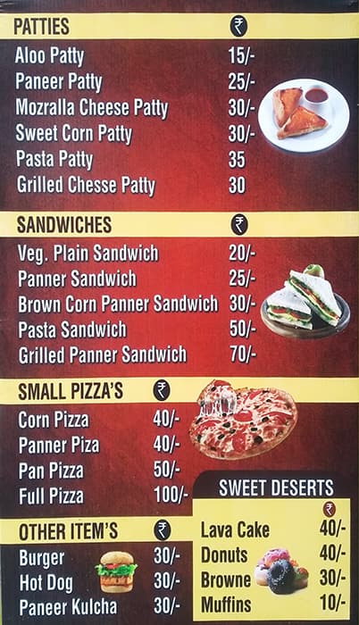 Menu at Pooja sweets and fast food, Chandigarh