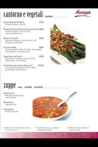 Menu at Assaggio restaurant, Honolulu, Ala Moana Blvd Suite 1259