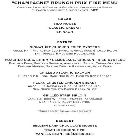 Menu at Silo restaurant, San Antonio, Austin Hwy