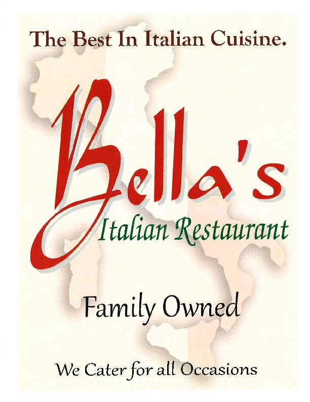 Menu at Bella’s Italian Restaurant, Junction City, 605 N Washington St