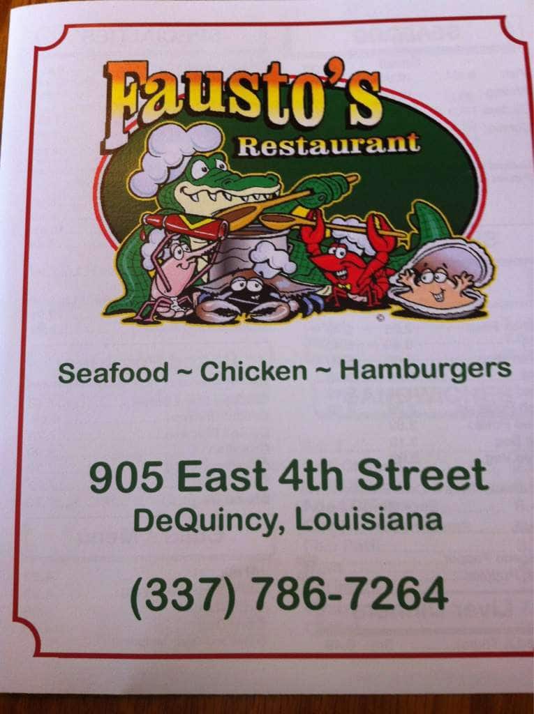 Menu at Fausto's restaurant, DeQuincy