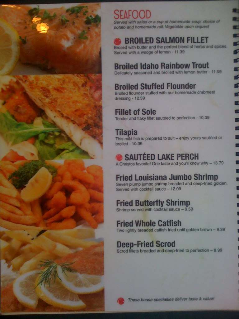 Menu at Christos Family Dining restaurant, Plymouth