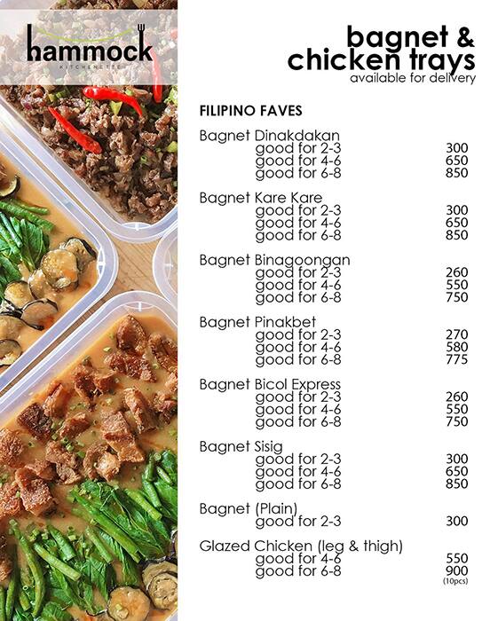 Menu at Hammock Kitchenette restaurant, Mandaluyong