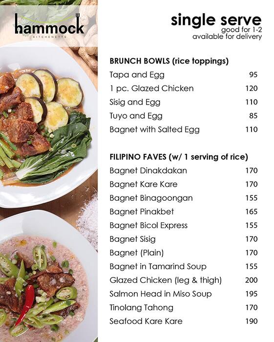 Menu at Hammock Kitchenette restaurant, Mandaluyong