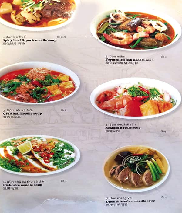 Menu at Bun Ngon restaurant, Springvale