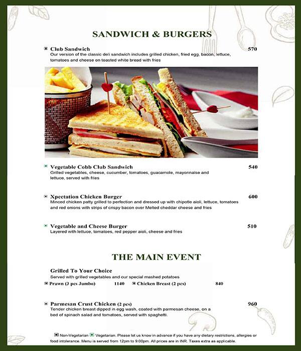 Menu at Paatra - Jaypee Vasant Continental, New Delhi