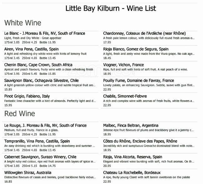 Menu at Little Bay - Croydon restaurant, South Croydon, 32 Selsdon Rd