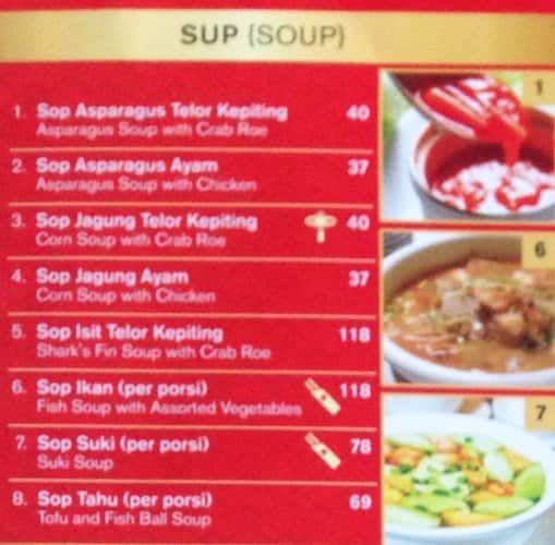Carta del restaurante Jun Njan, Yakarta, Plaza Indonesia Lt. 4
