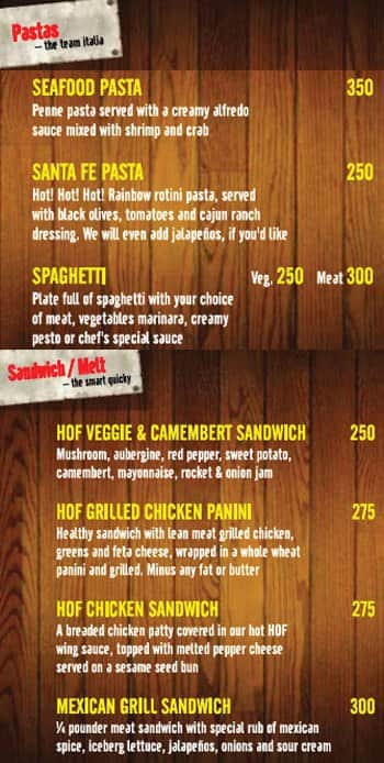 Menu at Hall of Fame Sports Bar, Hyderabad, CCJ5+2R3