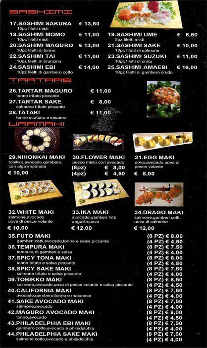 Speisekarte von Nihonkai restaurant, Mailand