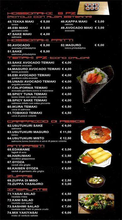 Speisekarte von Nihonkai restaurant, Mailand