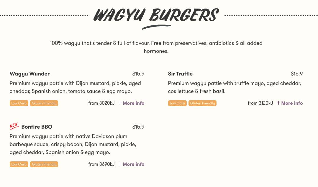 Menu at Grill'd Robina restaurant, Robina, Robina Town Centre Dr