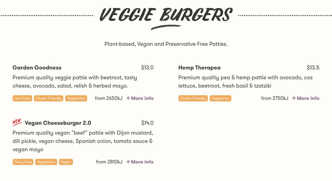 Menu at Grill'd Robina restaurant, Robina, Robina Town Centre Dr
