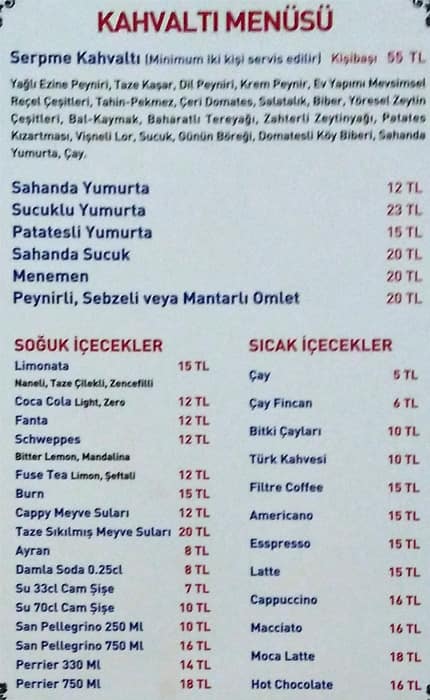 Menu at Moda Kayıkhane Event Hall, Istanbul