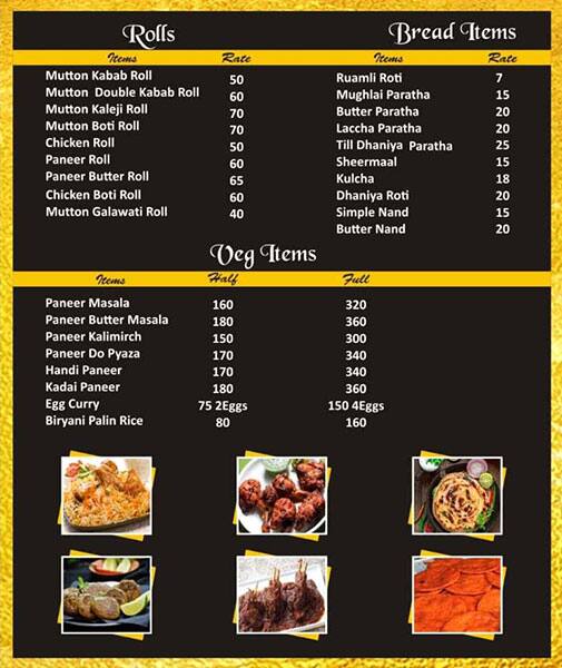 Menu at Noor restaurant, Lucknow, VXP7+QWW