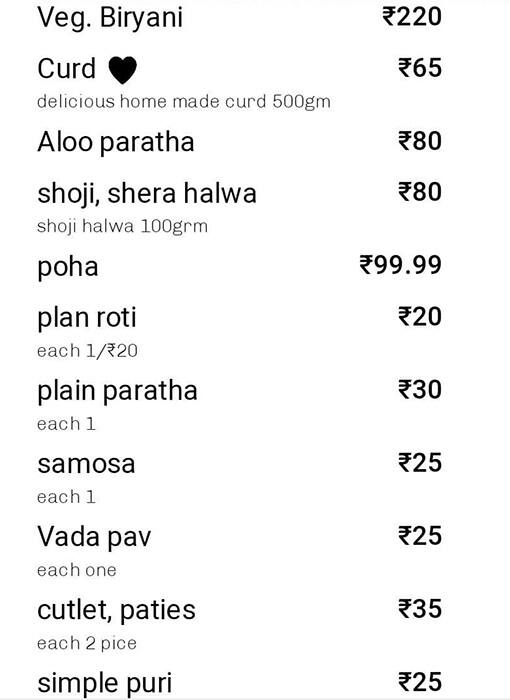 Menu of Sai Food, Ulwe, Navi Mumbai