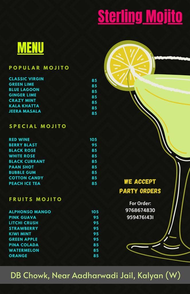 Menu of Sterling Mojito, Kalyan, Thane