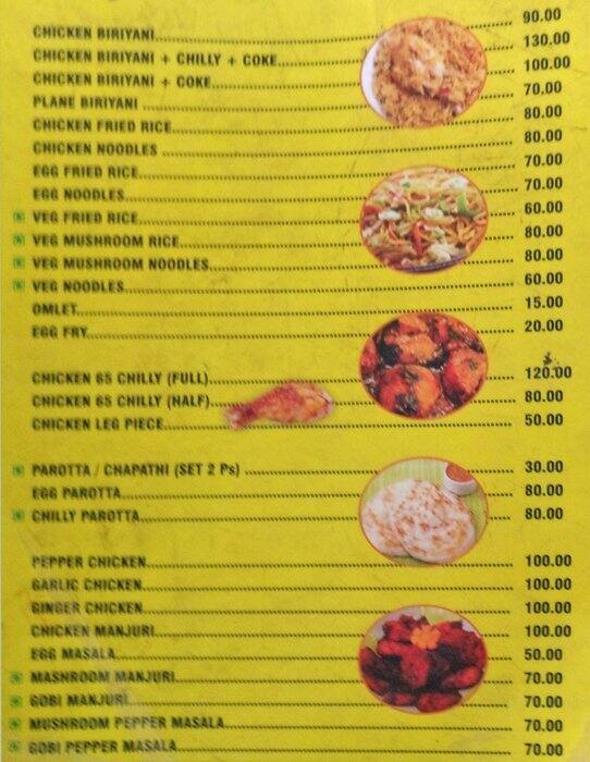 Menu at Happy Heaven, Coimbatore