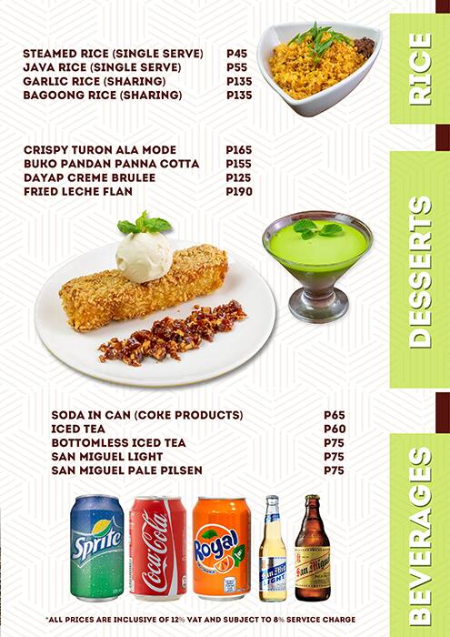Menu at Lola Ote Restaurant, Quezon City, 26 Sgt. Esguerra Ave