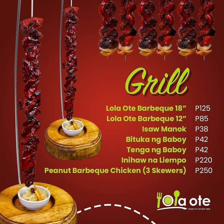 Menu at Lola Ote Restaurant, Quezon City, 26 Sgt. Esguerra Ave