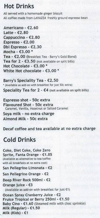 Menu at The Cottage pub & bar, Swords