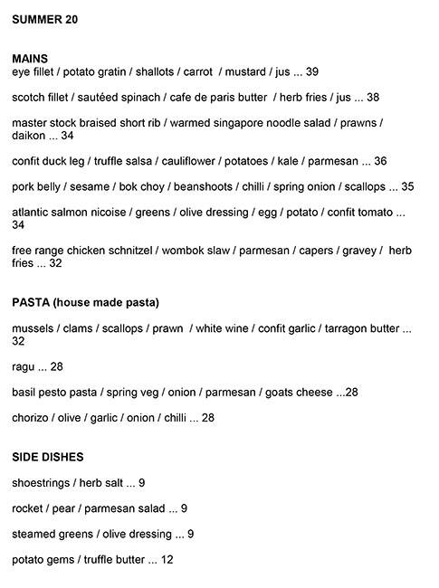 Menu at Watermarc Dining restaurant, Wangaratta