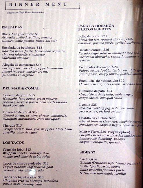 Menu at The Black Ant pub & bar, New York City