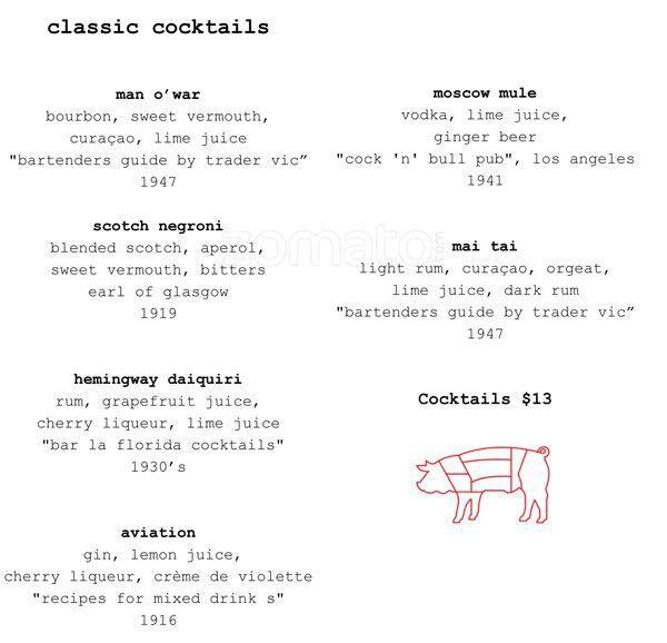 Menu at Addendum restaurant, Yountville