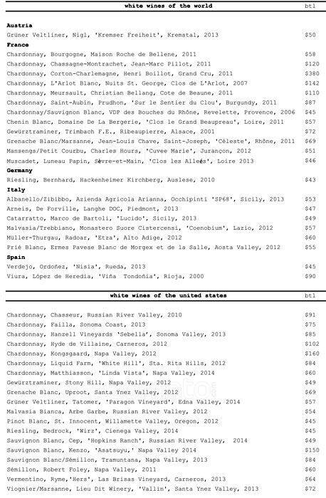 Menu at Addendum BBQ, Yountville