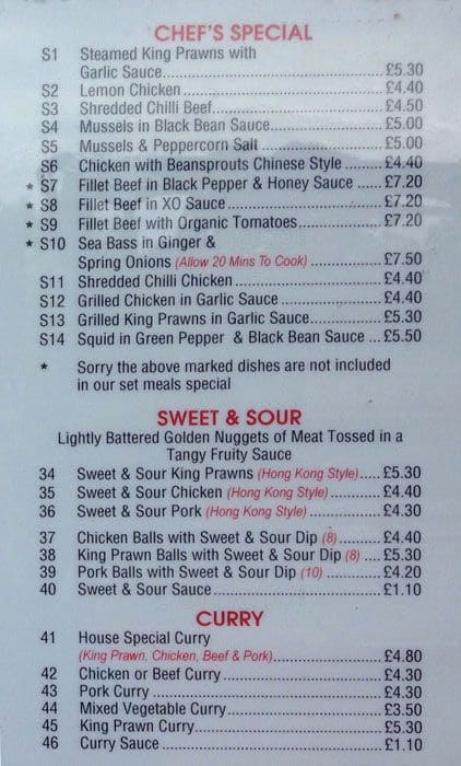 Menu at Mr Chans restaurant, Woodford, 437 High Rd