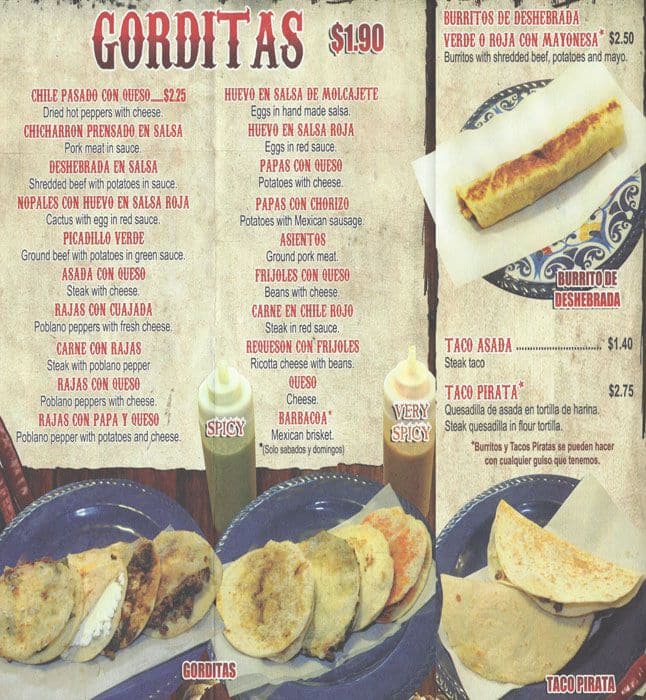 Menu at Las Gorditas De Don Angel restaurant, Cicero