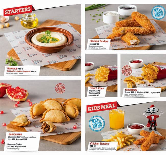 Menu of Shawarmanji, Masdar City, Abu Dhabi