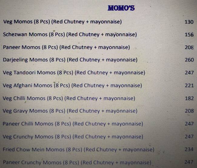 Menu of Momo's Wala, Malviya Nagar, Jaipur