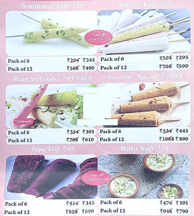 Menu at Kulfi Bistro (Box of Delights), New Delhi