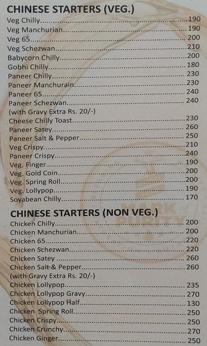 Menu at Hotel california, Thane
