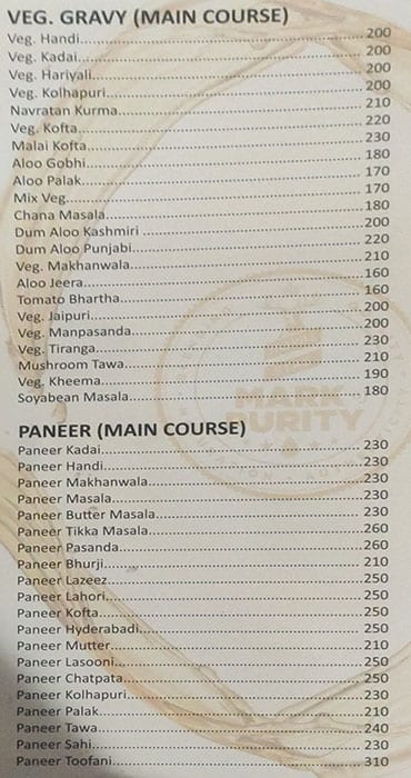 Menu at Hotel california, Thane